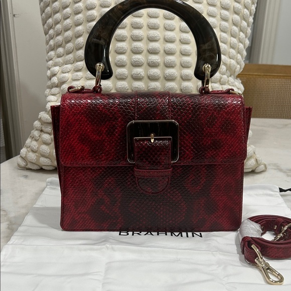 Brahmin | Bags | Brahmin Red Opal Cassatt Genuine Leather Crimson Snake ...